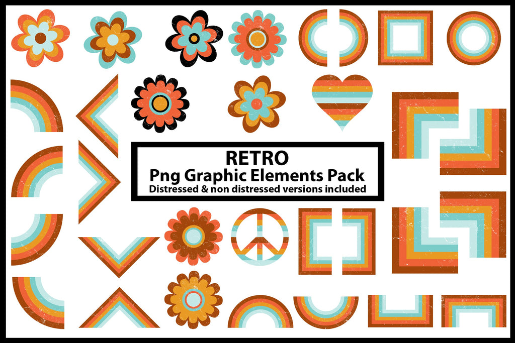 1970s Png Retro graphic design elements. - So Fontsy