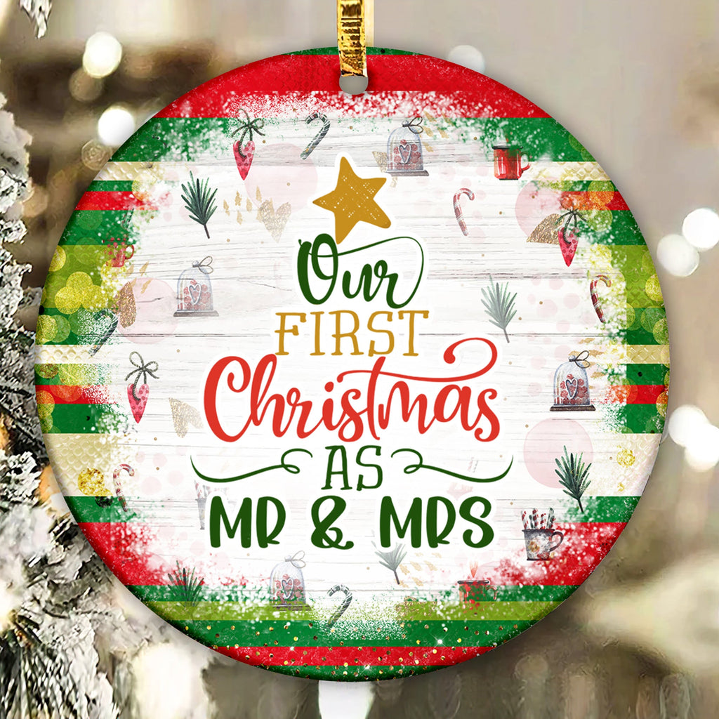 1st Christmas as Mr and Mrs Ornament Png, Round Christmas Ornament, PNG ...