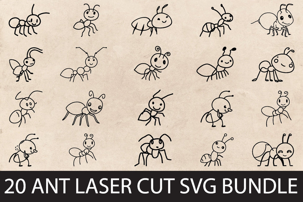 20 Ant Line Art Laser Cut Svg Bundle - So Fontsy