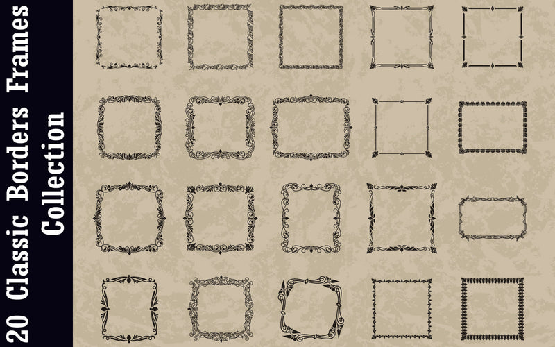 20 Classic Borders Frames Collection - So Fontsy