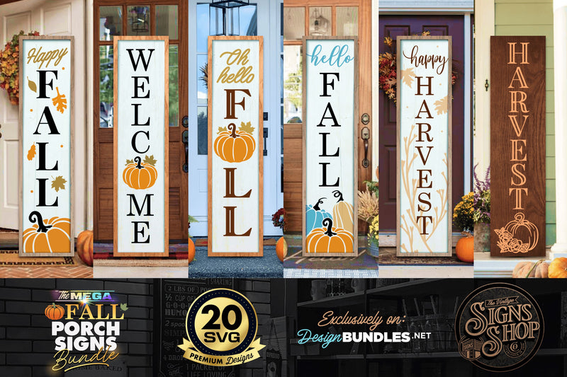 20 FALL Porch Signs Bundle | SVG Vertical Bundle | BEST SELLER - So Fontsy