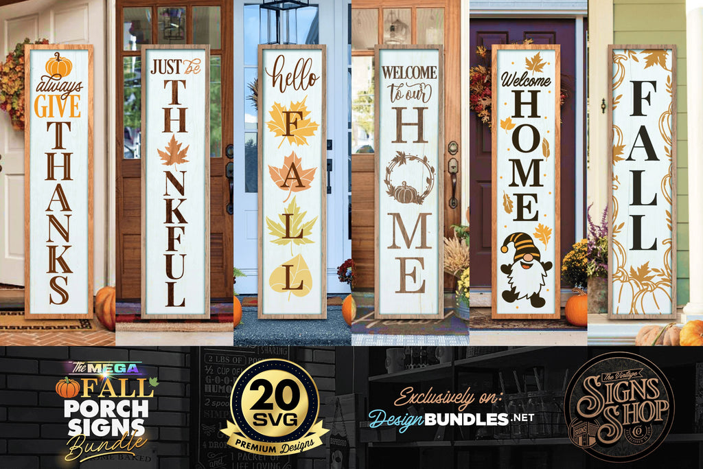 20 FALL Porch Signs Bundle | SVG Vertical Bundle | BEST SELLER - So Fontsy