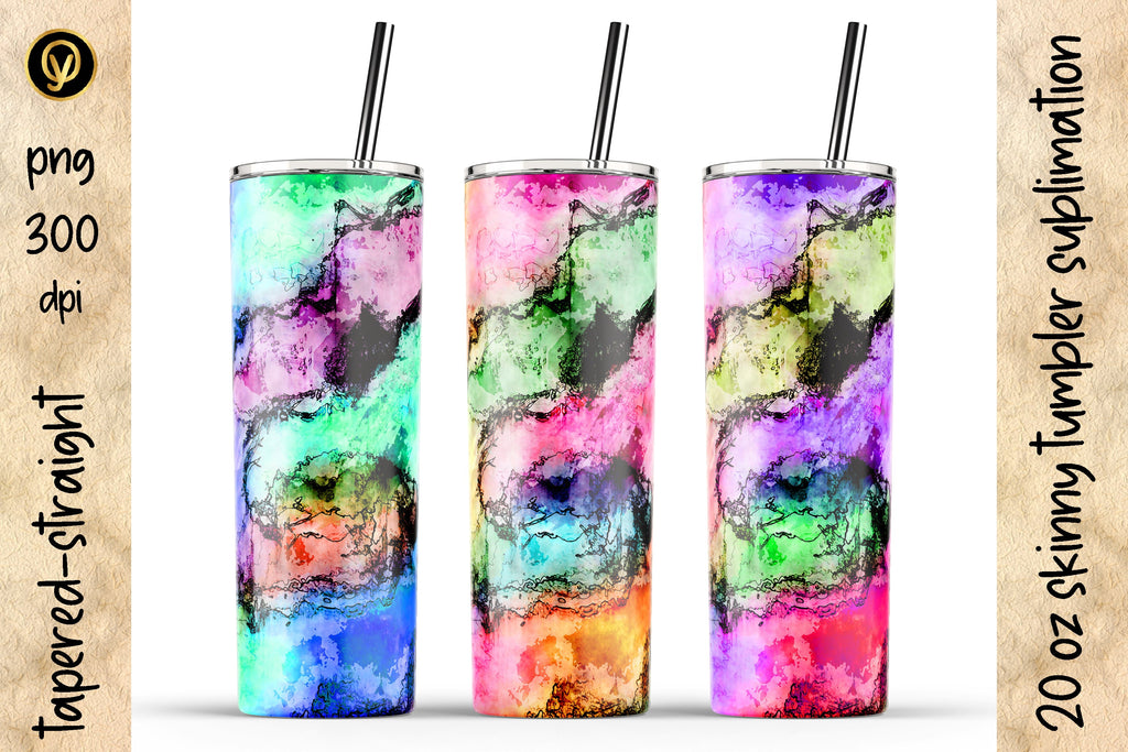 20 Oz Skinny Tumbler Abstract Watercolor Sublimation Design Pack - So ...