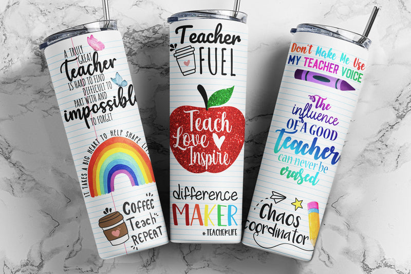 20 oz Skinny Tumbler Rainbow Glitter Teacher Tumbler, Teach Love ...