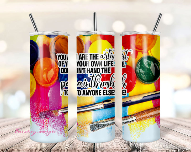 20 oz Skinny Tumbler Splatter Paint Artist Blank and Quote Sublimation ...