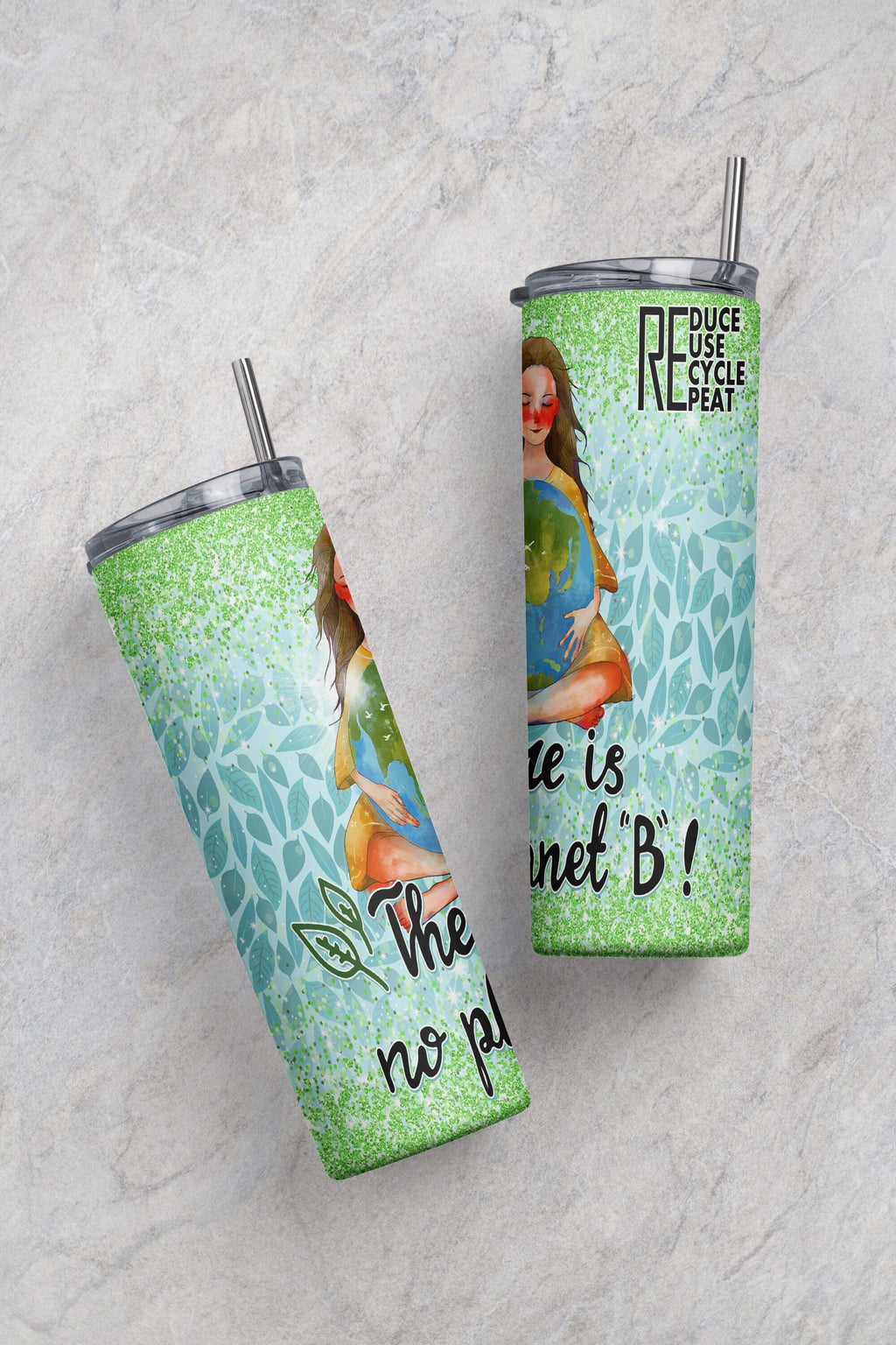 20 Oz Skinny Tumbler Template PNG | Earth Love | No Planet B | Straight ...