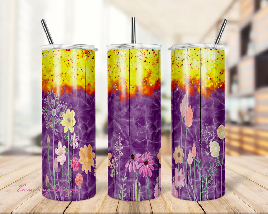 20 Oz skinny Tumbler Wild Flowers Jute wrap tapered straight template ...