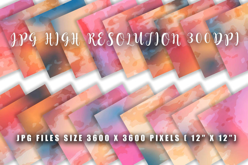 20 Pack Textures Digital Paper camouflage gradient color background ...