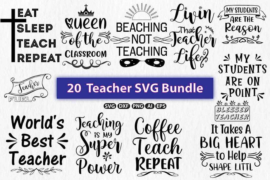 20 Teacher SVG Bundle - So Fontsy