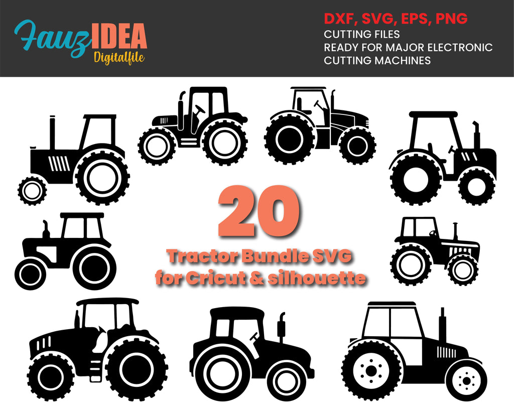 20 Tractor Svg bundle, Silhouette svg, Tractor Cut Files, Bundle farm ...