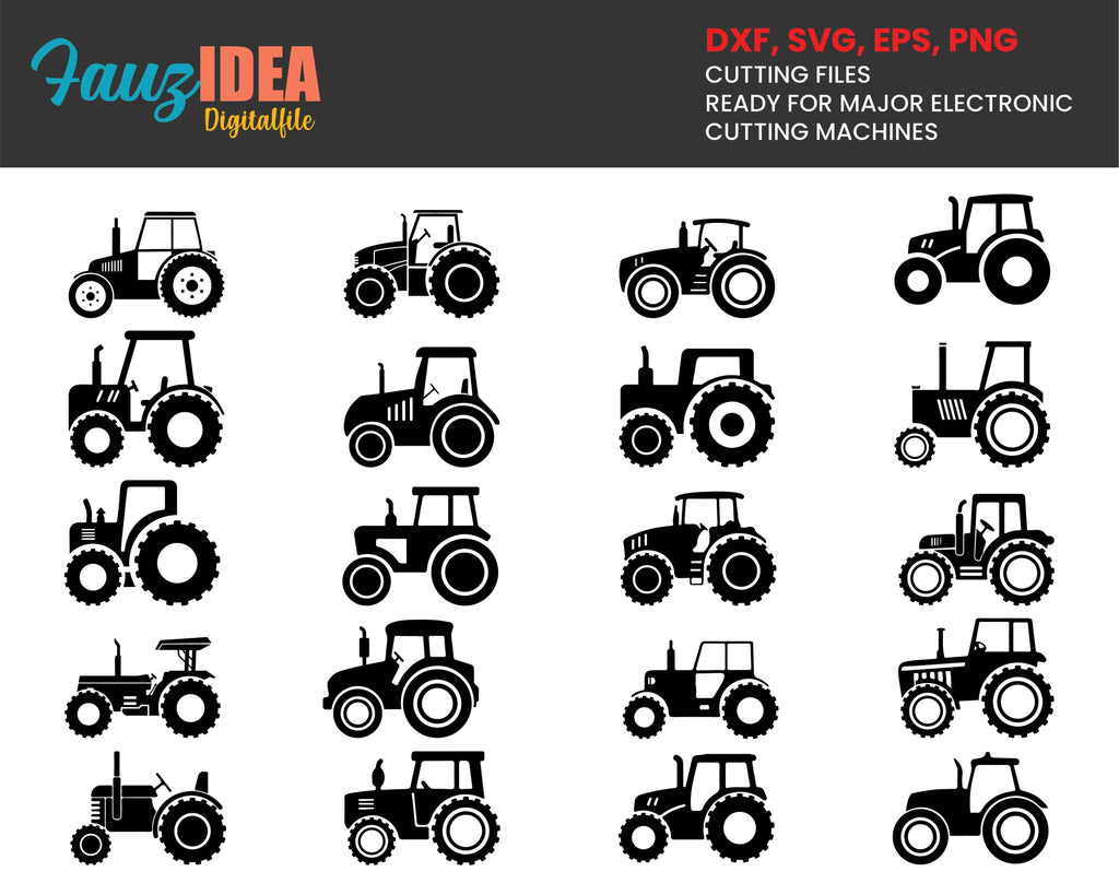 20 Tractor Svg bundle, Silhouette svg, Tractor Cut Files, Bundle farm ...