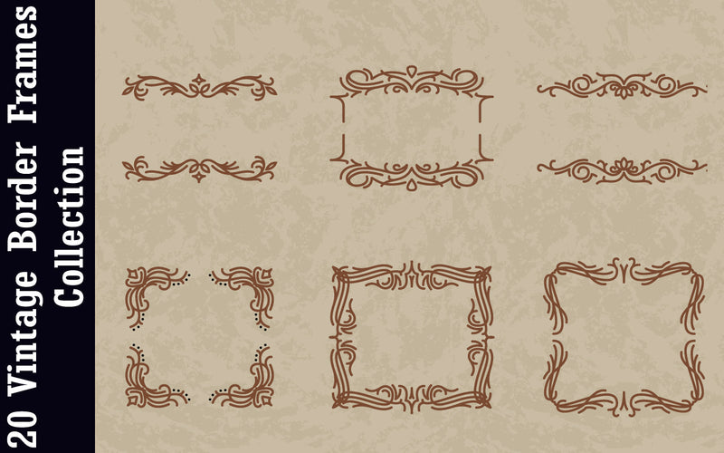 20 Vintage Retro Border Frames & corners Collection - So Fontsy
