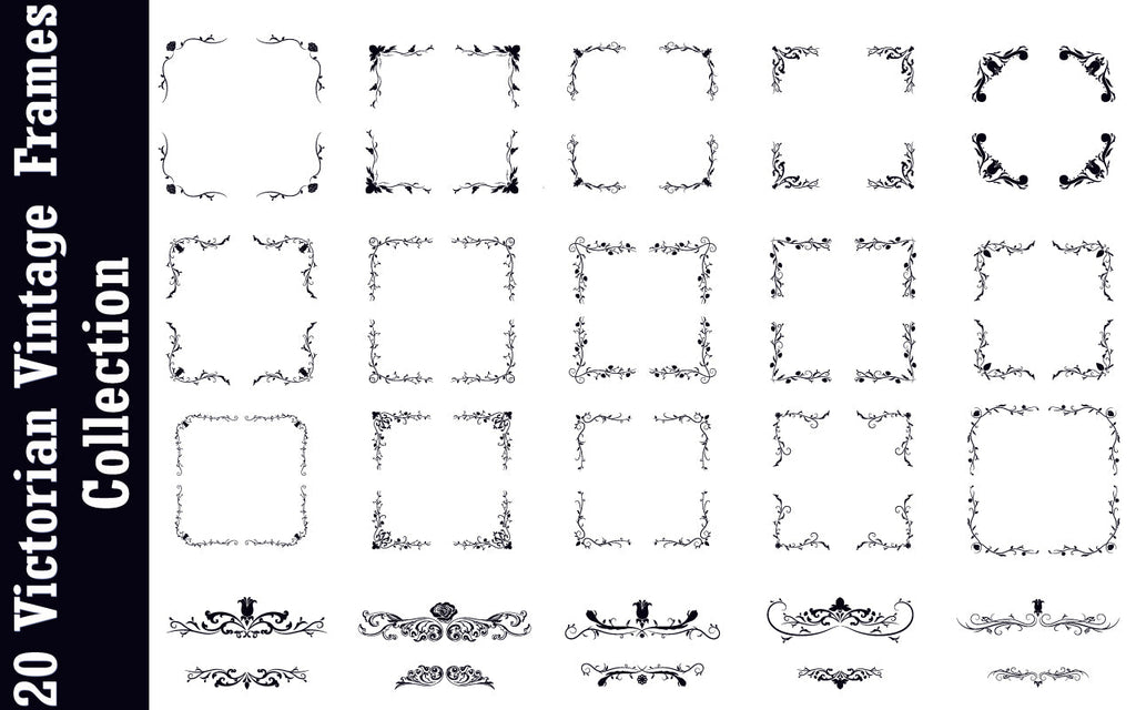 20 Vintage Victorian Border Frames Collection - So Fontsy
