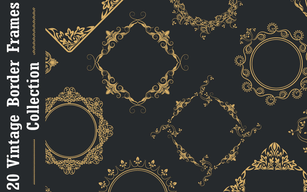 20 Vintage Victorian Golden Border Frames Collection - So Fontsy