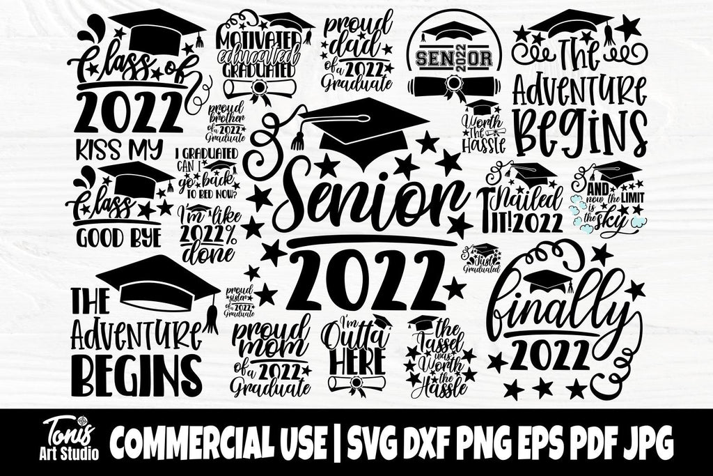2022 Graduation SVG Bundle, Class of 2022 Svg, Png - So Fontsy