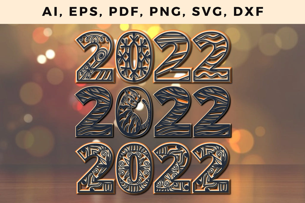 2022 New Year Layer Cut File SVG bundle - So Fontsy