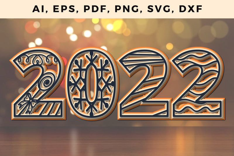 2022 New Year Layered Cut File SVG - So Fontsy