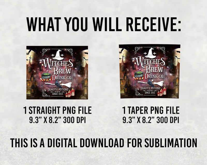 20oz Skinny Tumbler Halloween Witches Brew Drink Co. PNG Sublimation ...