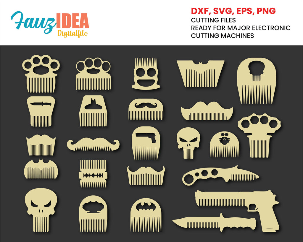 24 Hair combs bundle, Beard combs svg, Combs svg files, Comb plans cnc ...