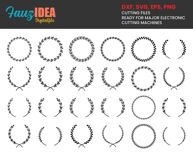 24 Laurel wreath svg, Wreath svg, Floral svg, Laurel wreath svg bundle ...