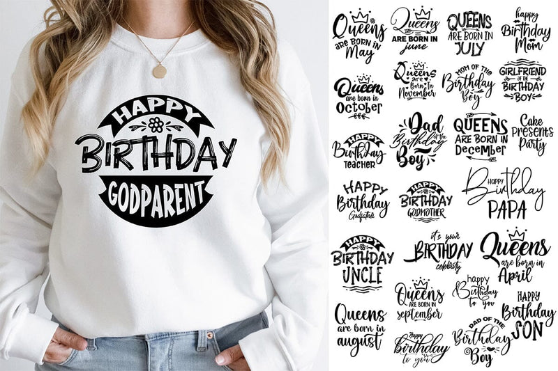 25 Birthday SVG Bundle, Wishes for Birthday - So Fontsy