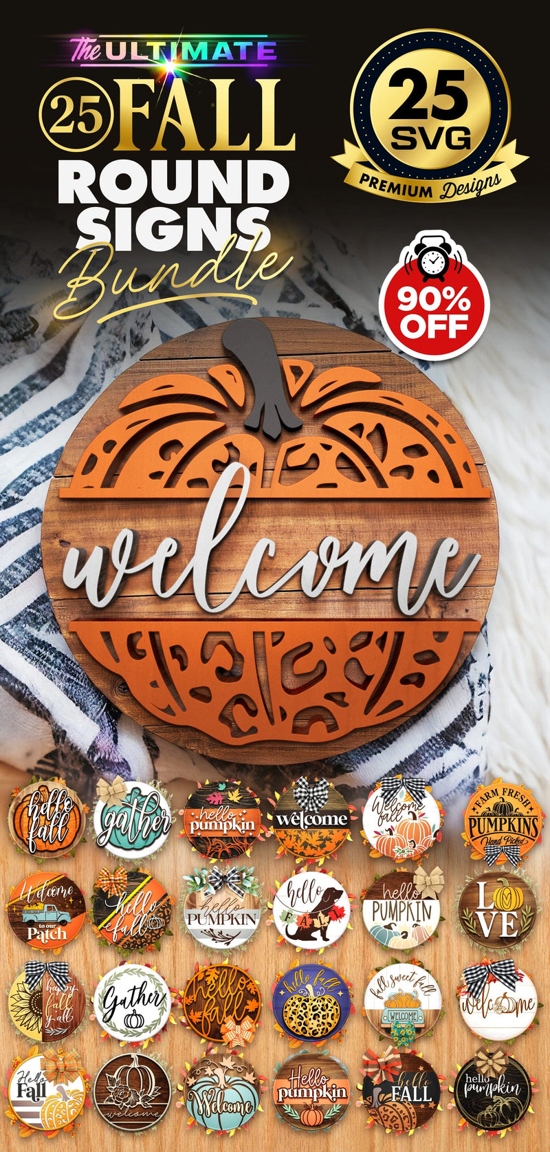 25 FALL Round Signs Bundle Vol.2 | BEST SELLER | SVG Bundle - So Fontsy