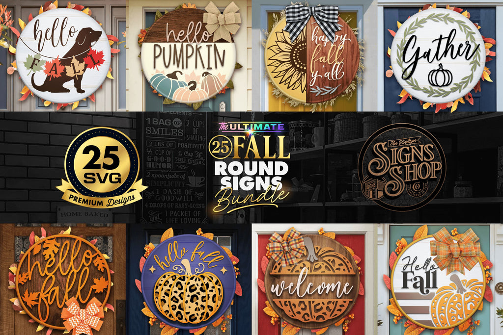 25 FALL Round Signs Bundle Vol.2 | BEST SELLER | SVG Bundle - So Fontsy