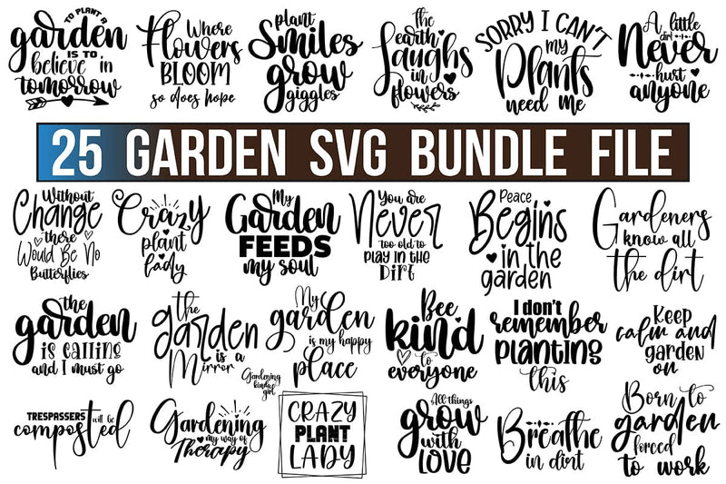 25 Garden SVG Bundle, Gardening Svg , - So Fontsy
