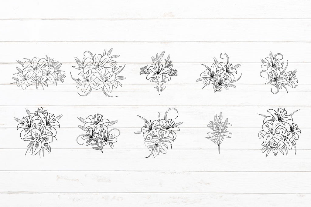 25 Lilium Flower bouquet svg Bundle - So Fontsy
