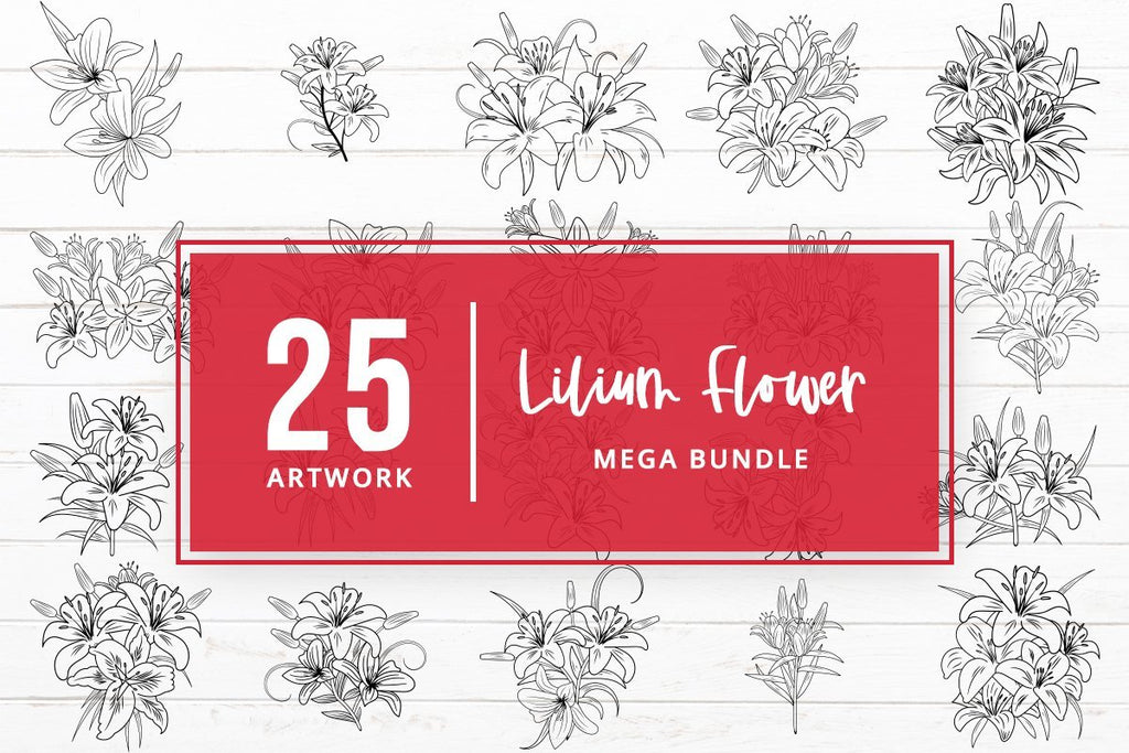 25 Lilium Flower bouquet svg Bundle - So Fontsy