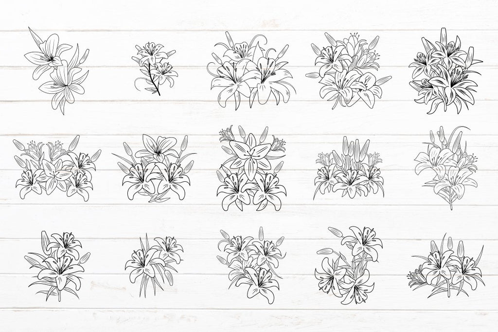 25 Lilium Flower bouquet svg Bundle - So Fontsy