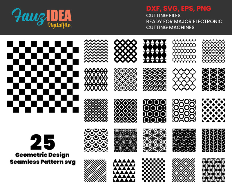 25 Seamless Patterns svg, Geometric Design Svg, Geometric Shape Svg,PNG ...