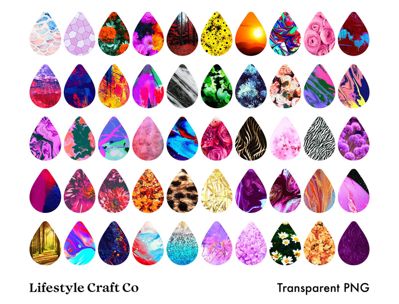 250 Tear Drop Earring Sublimation Design Bundle PNG Volume 2 - So Fontsy