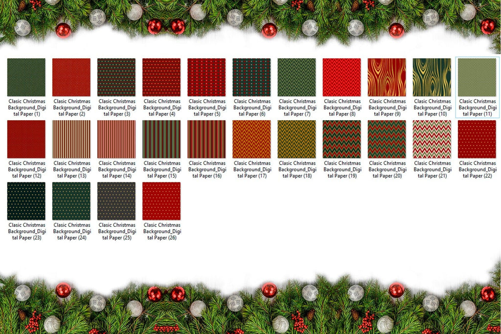 26 Clasic Christmas Background Digital Papers Bundle - So Fontsy