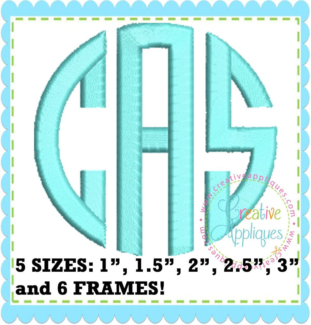 3 Letter Circle Monogram Embroidery Font - So Fontsy