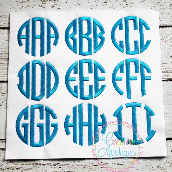 3 Letter Circle Monogram Embroidery Font - So Fontsy