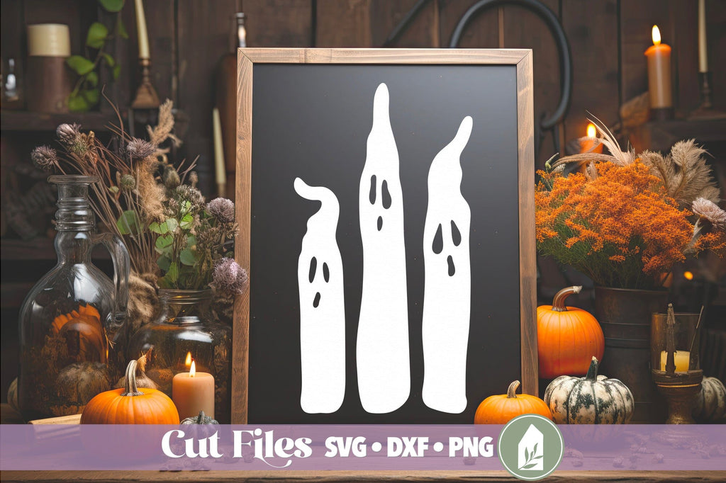 3 Primitive Ghosts SVG Files, Halloween Sign SVG - So Fontsy