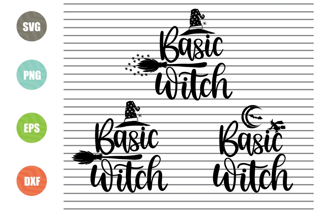 3 Styles Basic Witch Svg - Halloween SVG PNG DXF EPS Cut Files - So Fontsy