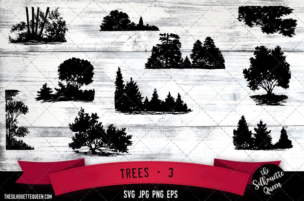 3. Trees - 3 SVG -Vector Art Commercial & Personal Use- Cricut,Silhoue ...