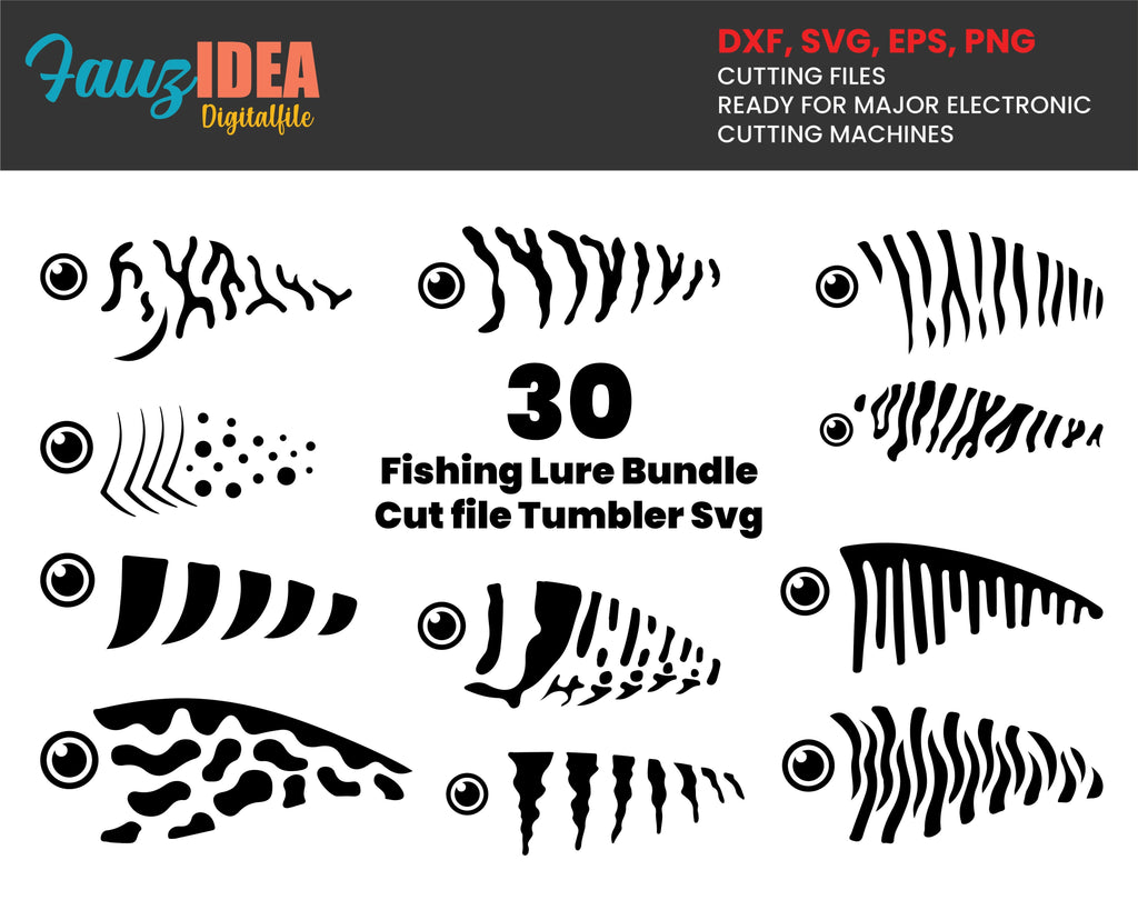 30 Fishing Lure Bundle SVG, Lure svg print, Fishing Lure Tumbler Svg ...