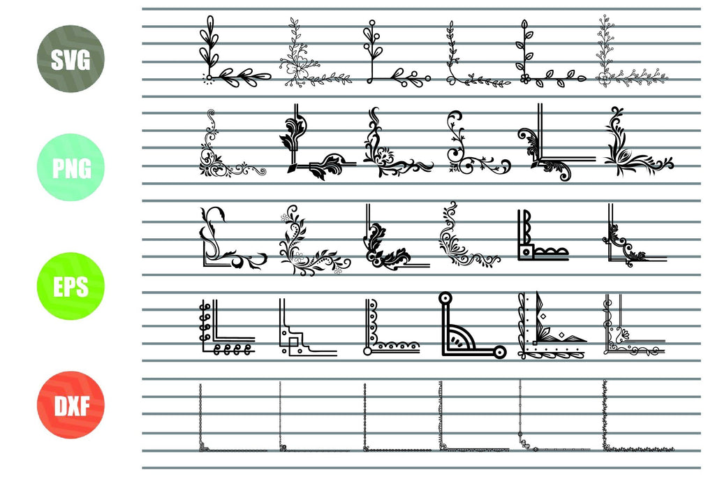 30 Styles Corner svg, ornament svg, decor svg, frame svg, ornate corne ...
