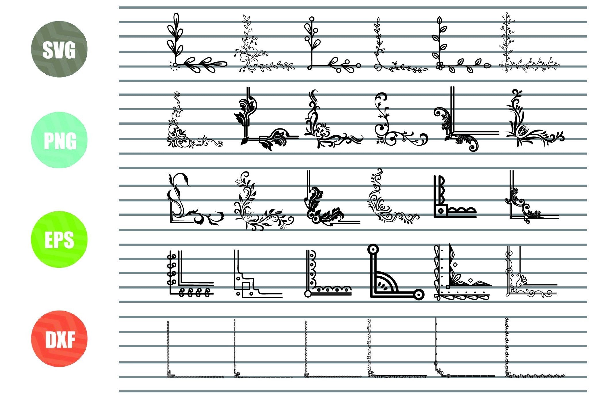 30 Styles Corner svg, ornament svg, decor svg, frame svg, ornate corne ...