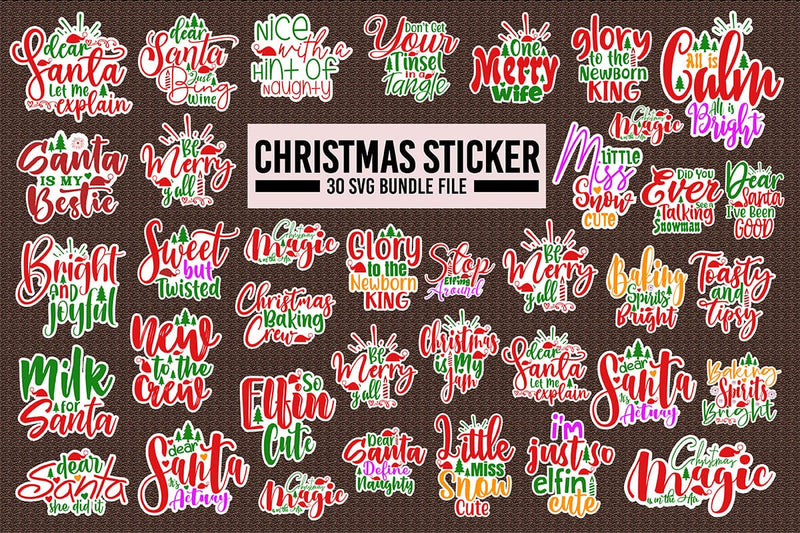 30 SVG Sticker Christmas Bundle, Winter SVG Bundle - So Fontsy