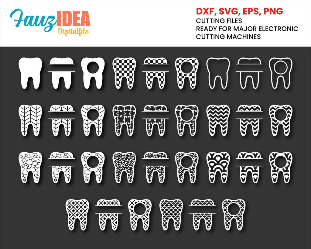 30 Tooth Monogram Svg Bundle, Dental Monogram svg, Tooth Designs, Toot ...