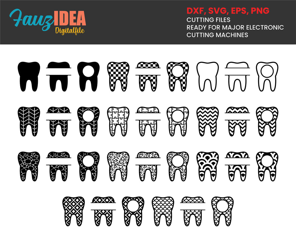 30 Tooth Monogram Svg Bundle, Dental Monogram svg, Tooth Designs, Toot ...