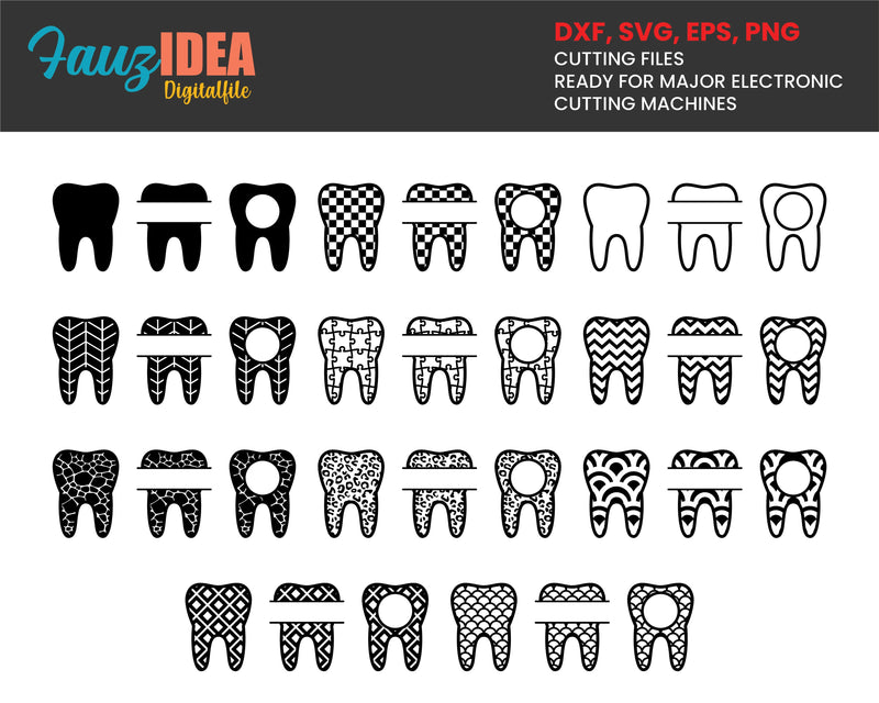 30 Tooth Monogram Svg Bundle, Dental Monogram svg, Tooth Designs, Toot ...