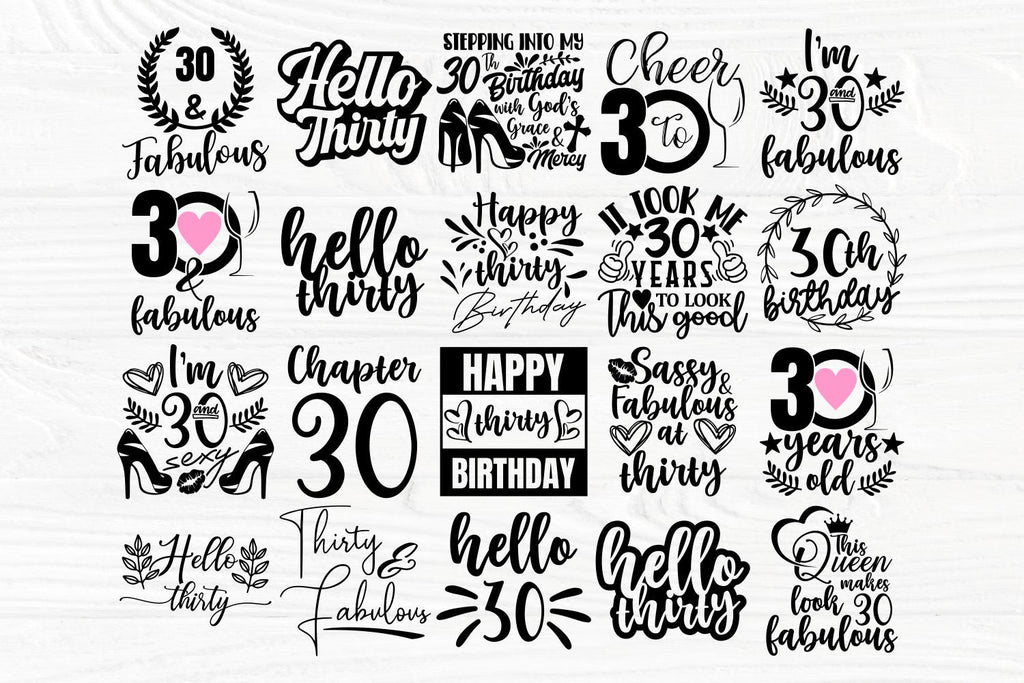 30th Birthday SVG, Happy Birthday Svg, Thirty Svg, Png, Dxf, Eps, Ai ...