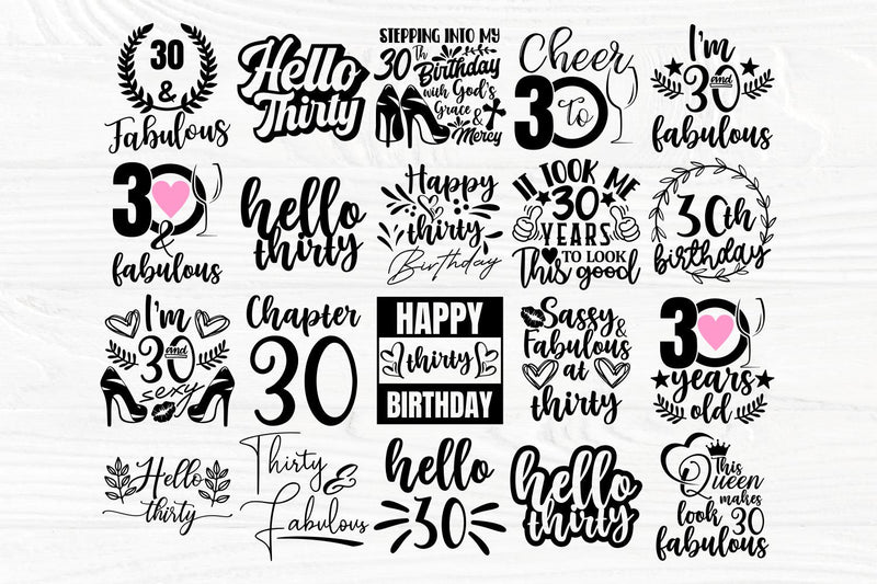 30th Birthday SVG, Happy Birthday Svg, Thirty Svg, Png, Dxf, Eps, Ai ...