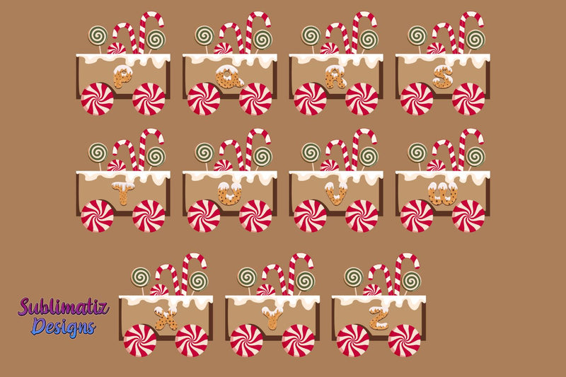 33 Clipart Gingerbread Christmas Train Bundle – Alphabet - So Fontsy