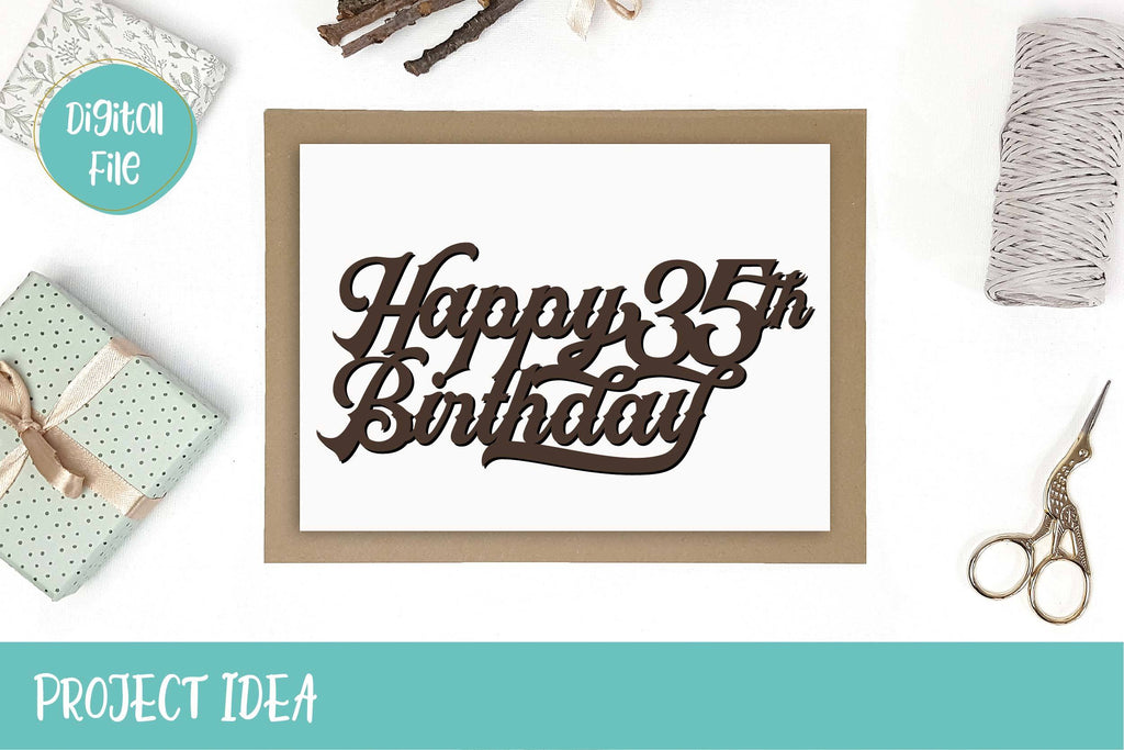 35th Birthday SVG | Happy 35th Birthday Cake Topper SVG - So Fontsy